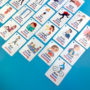 Action Verbs Flash Cards Children Preschool Educational Activity Kids ...
