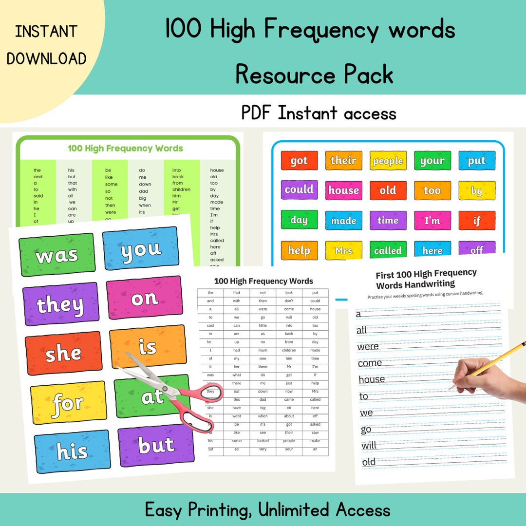 High Frequency Words Resources Pack 100 Frequency Words Children ...