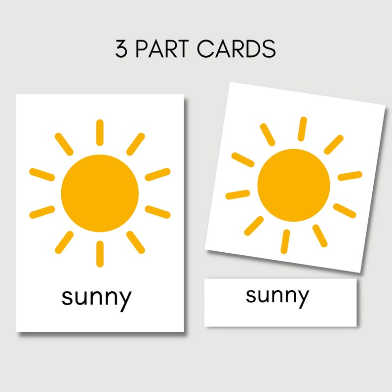 Weather Cards Preschool Printable Flash Cards Educational Montessori ...