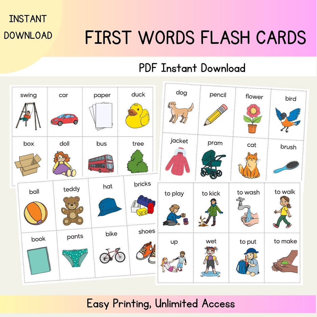 First Words Alphabet Flash Cards Baby Toddler Children Educational ... First Words Alphabet Flash Cards Baby Toddler Children Educational ...