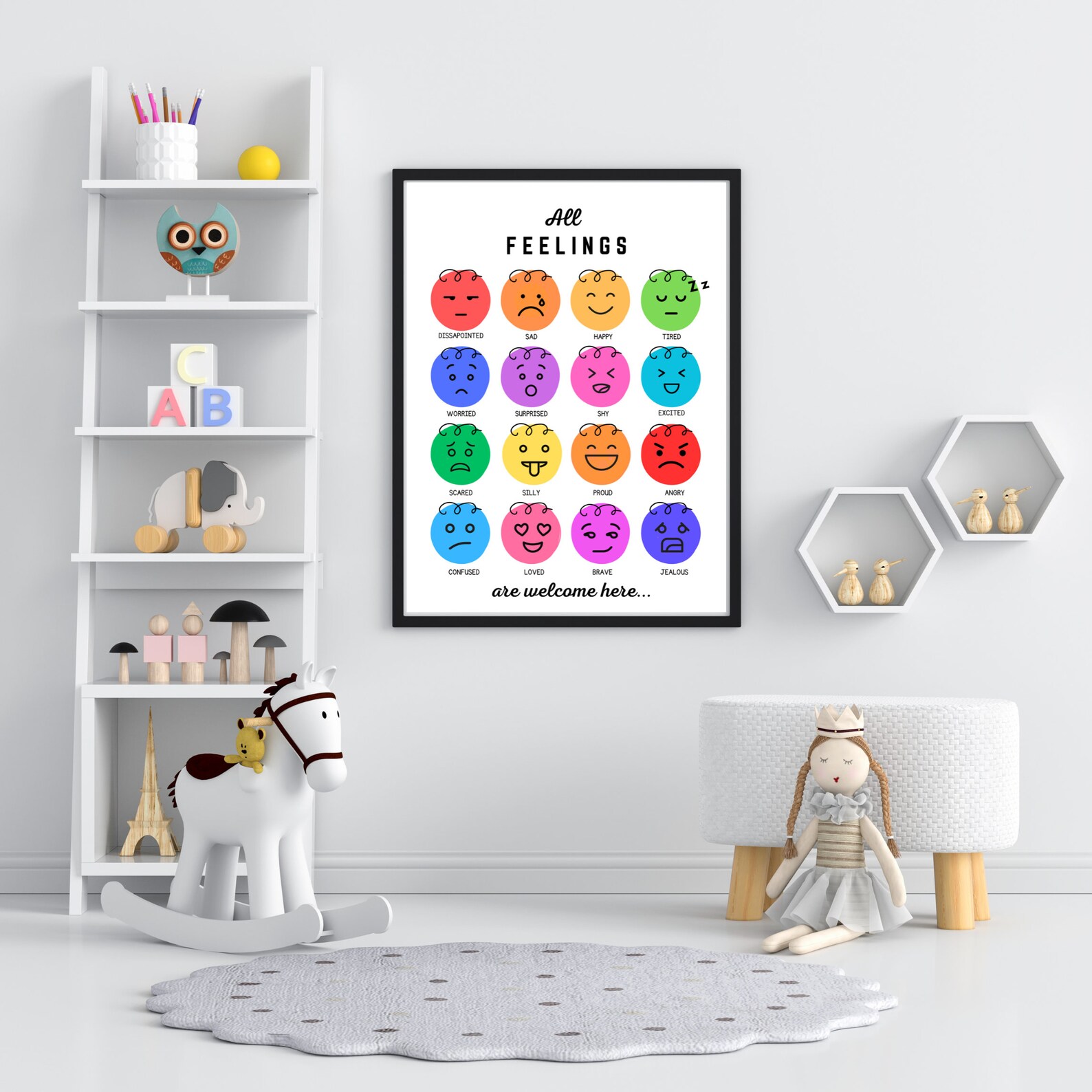 All Feelings Are Welcome Here Poster, Educational Wall Chart, Emotions ...