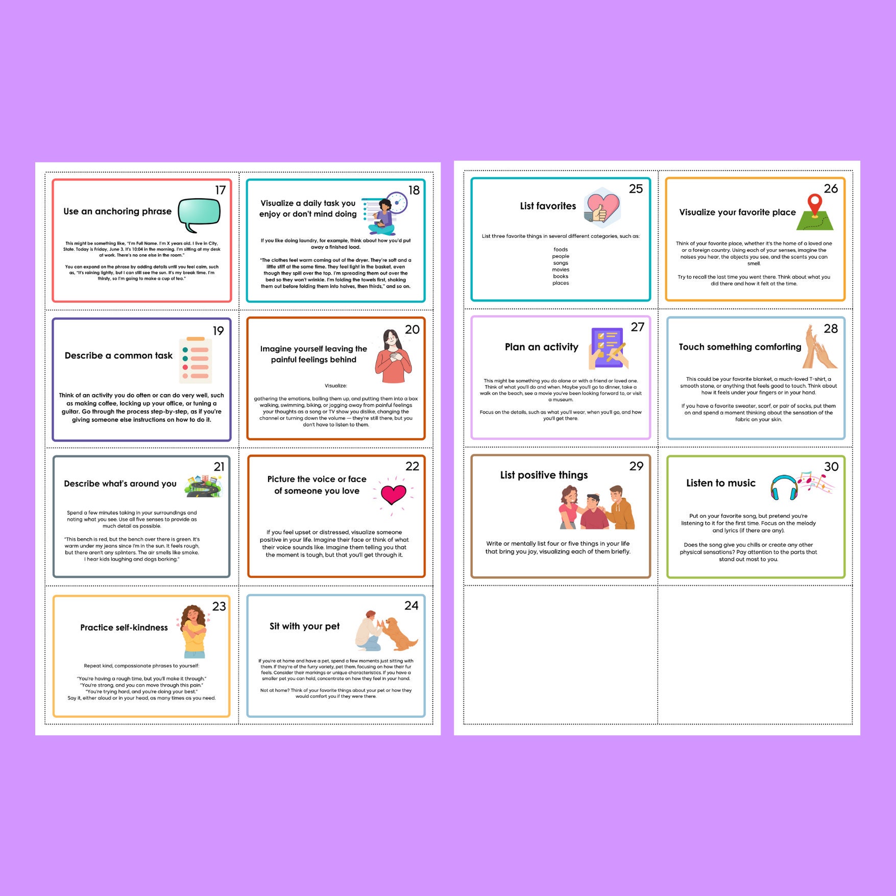 Grounding Cards, Grounding Techniques, Mindfullness, Anxiety Coping ...