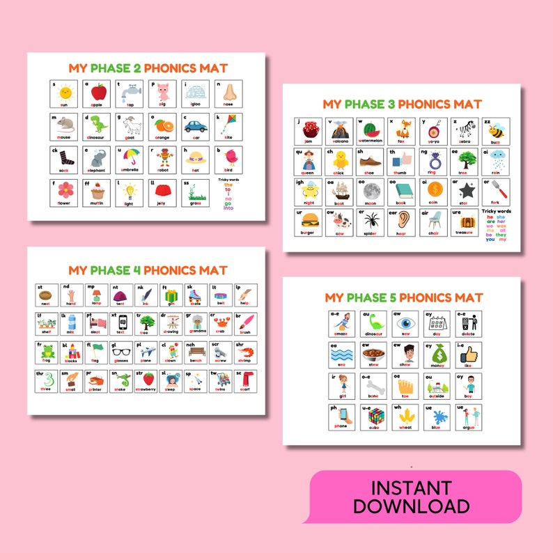 Phonics Sound Mat Printable First Words Preschool Alphabet Children ...