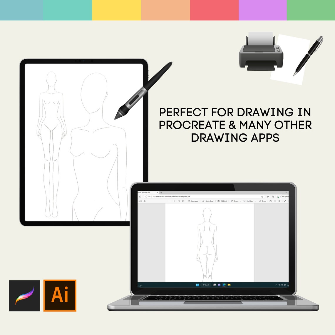 Fashion Croquis Template Figure Set, Figure Poses, Fashion Figure ...