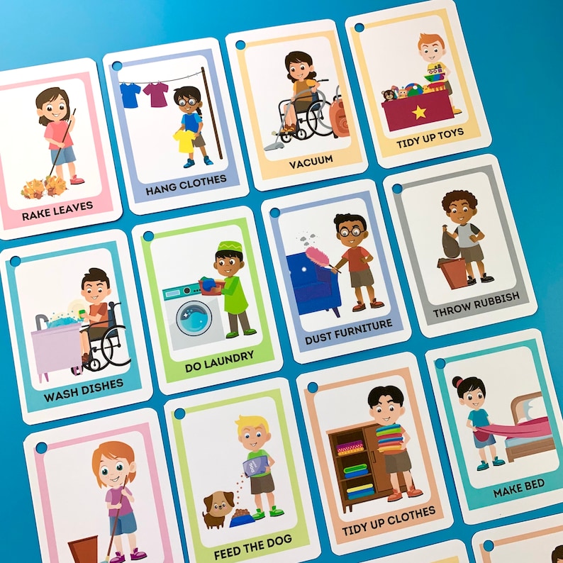 Household Chores Flash Cards Promoting Behaviour Discipline Home School ...