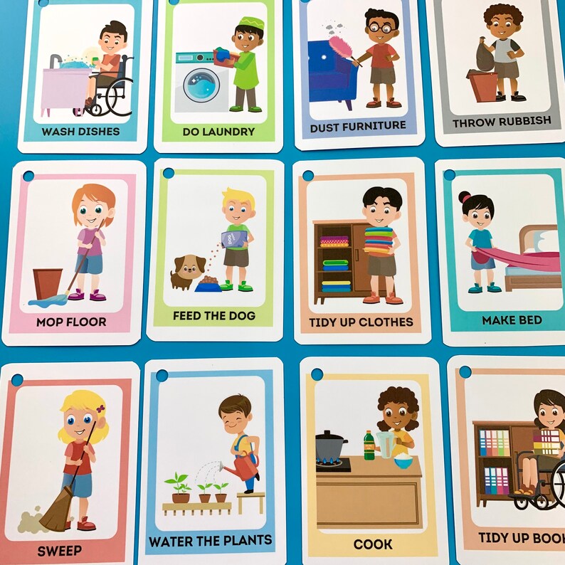 Household Chores Flash Cards Promoting Behaviour Discipline Home School ...