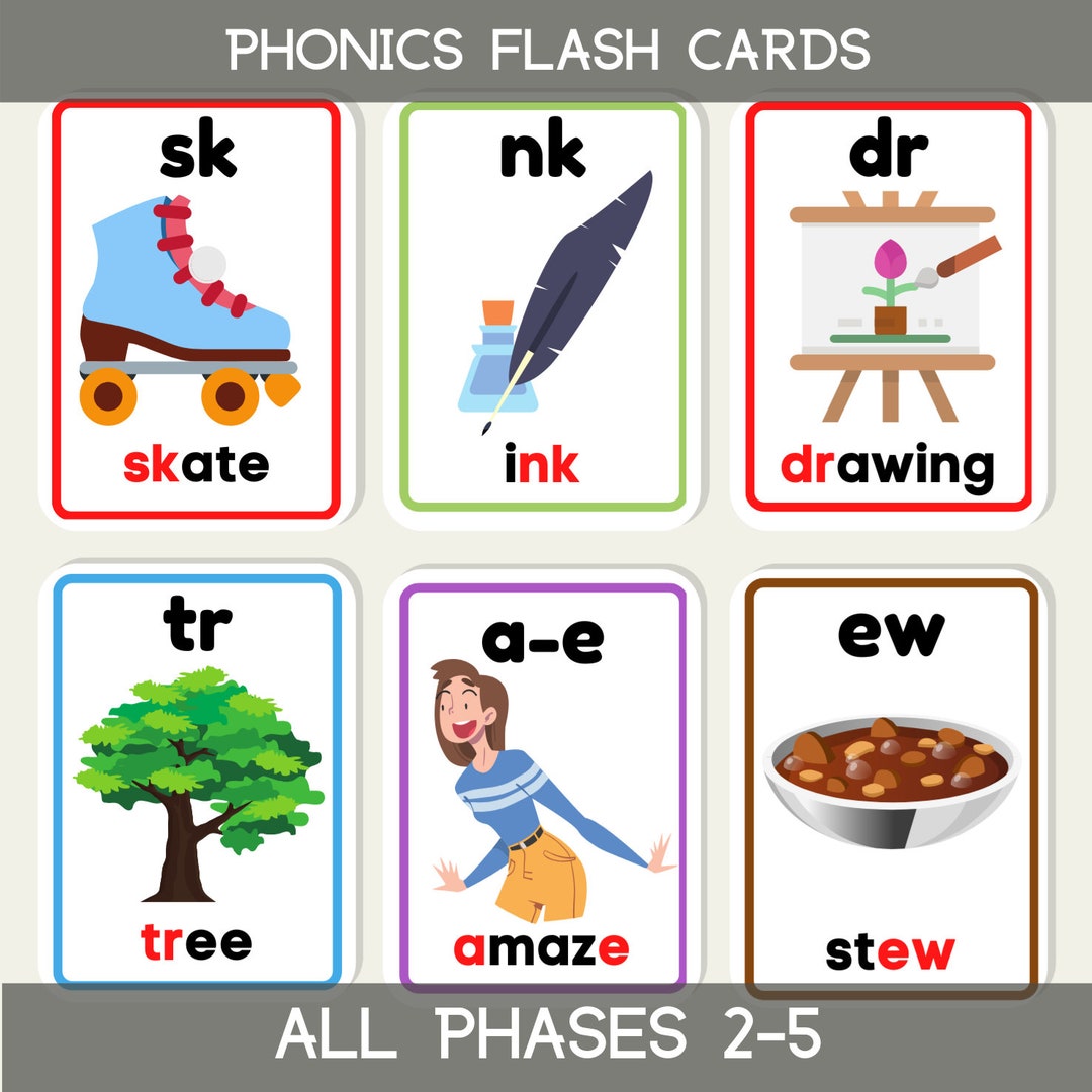 Phonics Flash Cards Download Printable Frequency Words First - Etsy