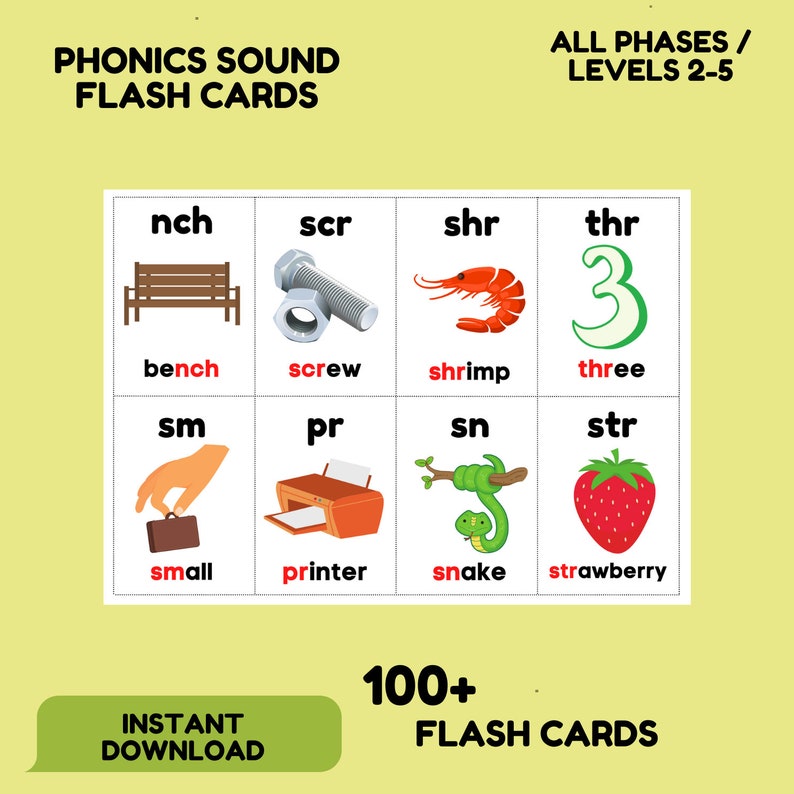Phonics Flash Cards Download Printable Frequency Words First Preschool ...