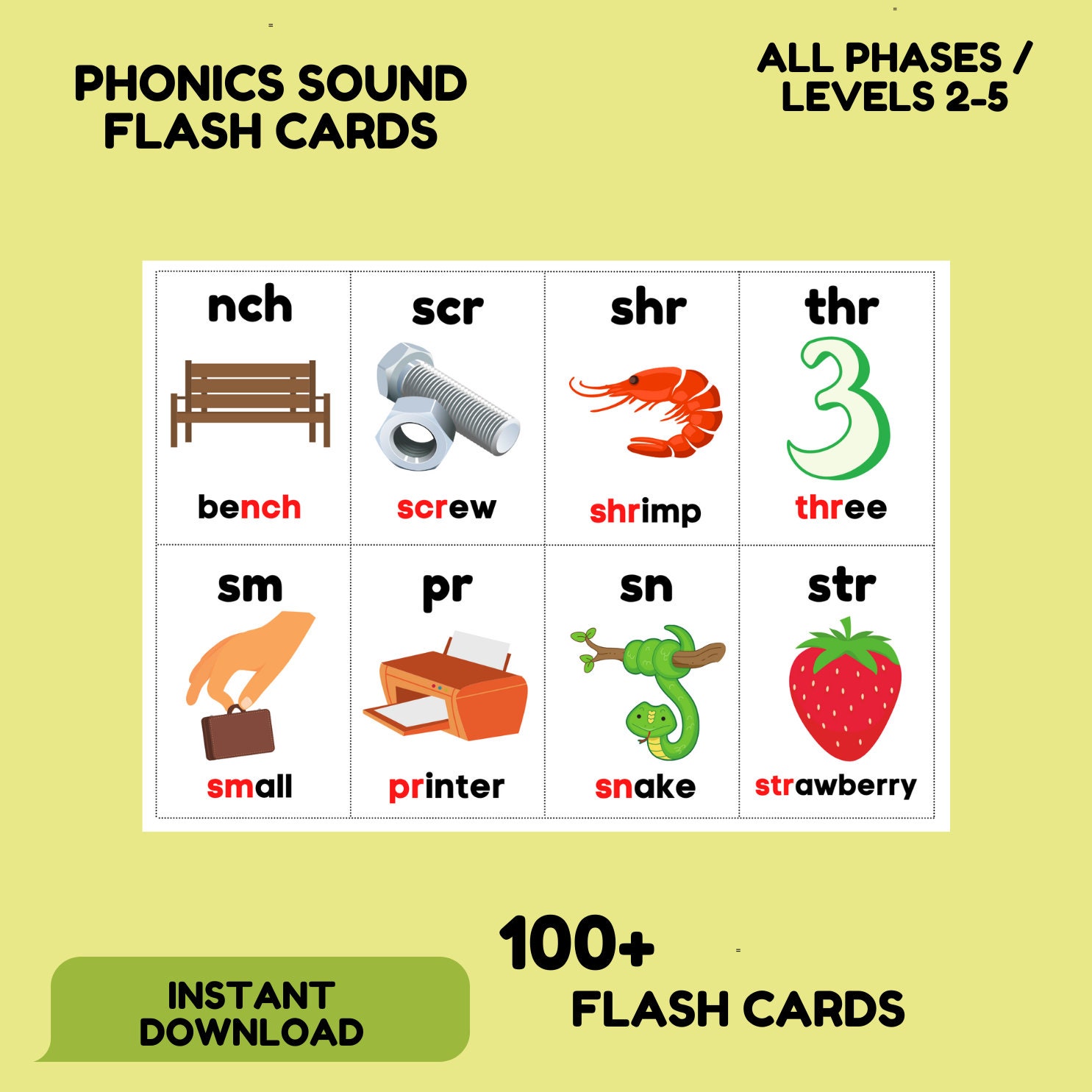 Phonics Flash Cards Download Printable Frequency Words First Preschool ...