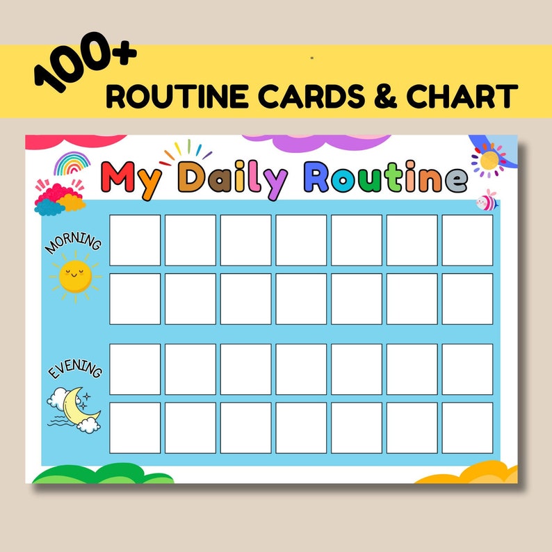 Daily Routine Chart Home School Routine Cards Children Kids Day Chart ...