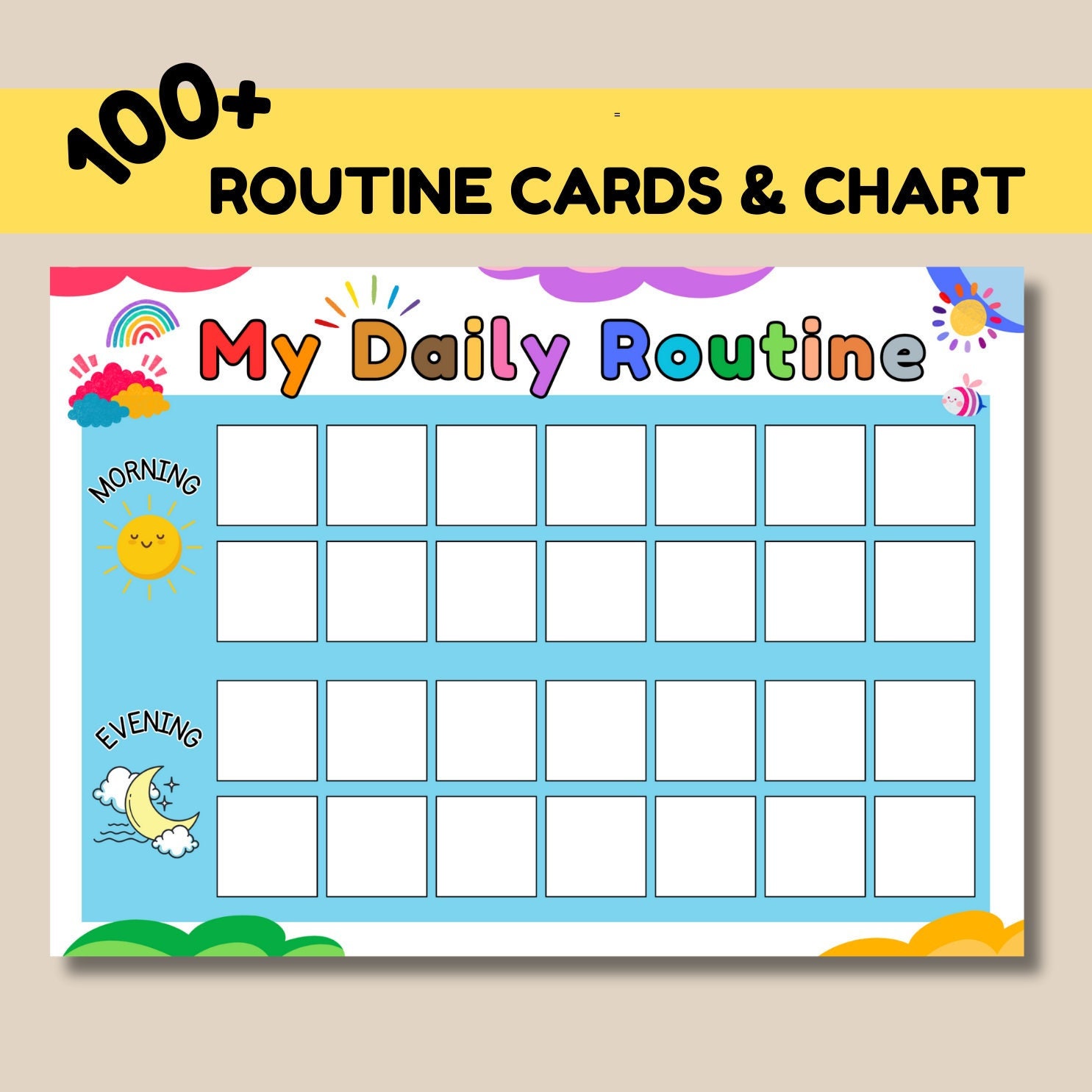 Daily Routine Chart Home School Routine Cards Children Kids Day Chart ...