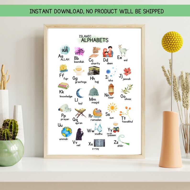 Islamic Alphabet Poster, Islamic Gift, Islamic Digital Download, Eid ...