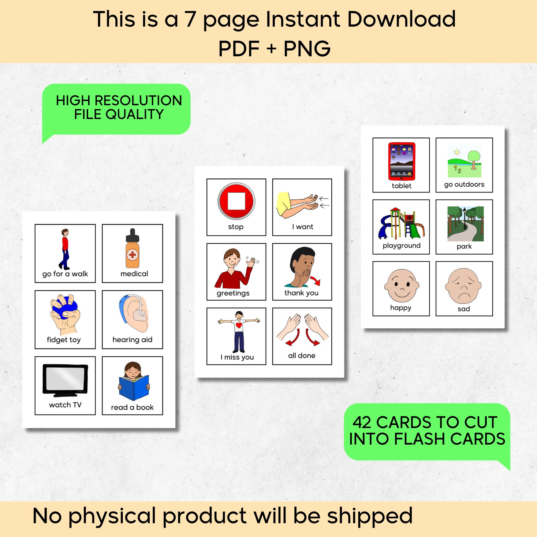 Kommunikation Rede Flash-Karten, non-verbale Karten Special Needs ...