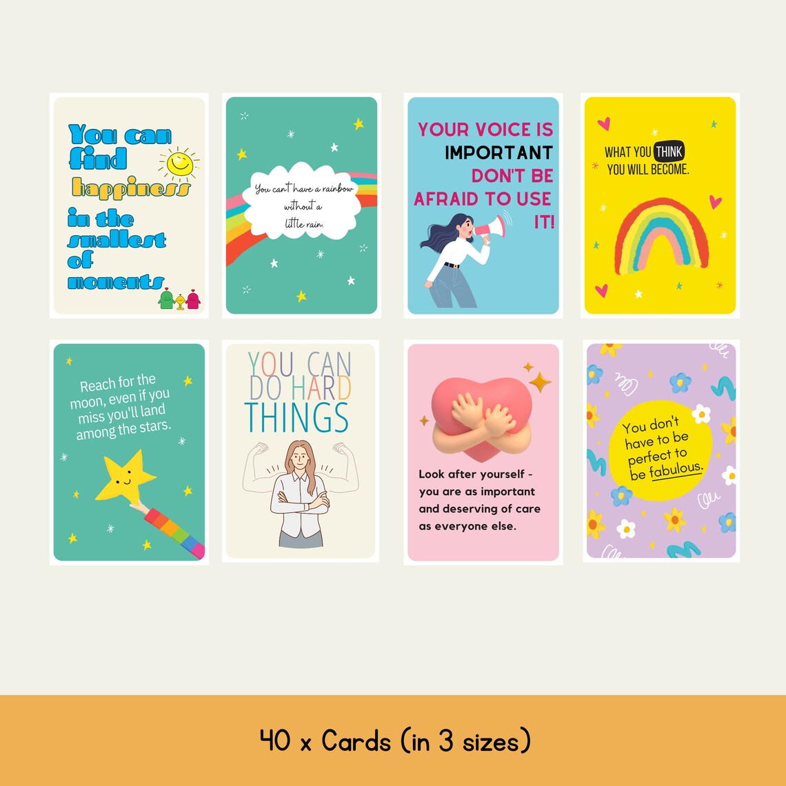 Positive Affirmation Cards Wall Art Printable, Positive Quotes Flash ...