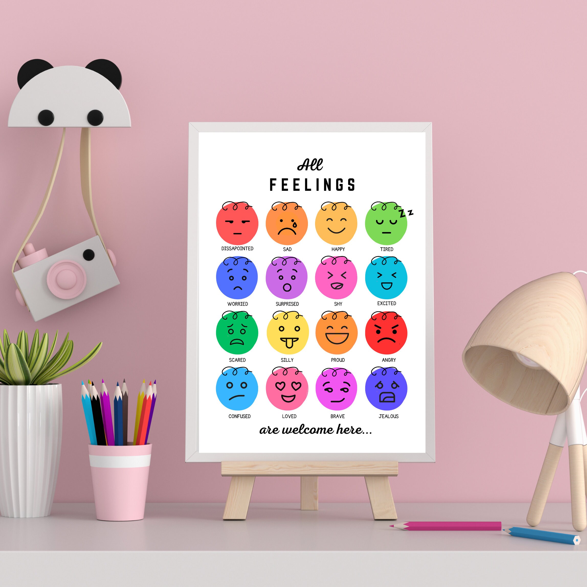 All Feelings Are Welcome Here Poster, Educational Wall Chart, Emotions ...