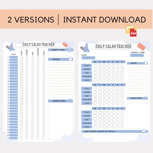 Salah Tracker, Prayer Tracker, Printable Daily Salah Log, Islamic ...