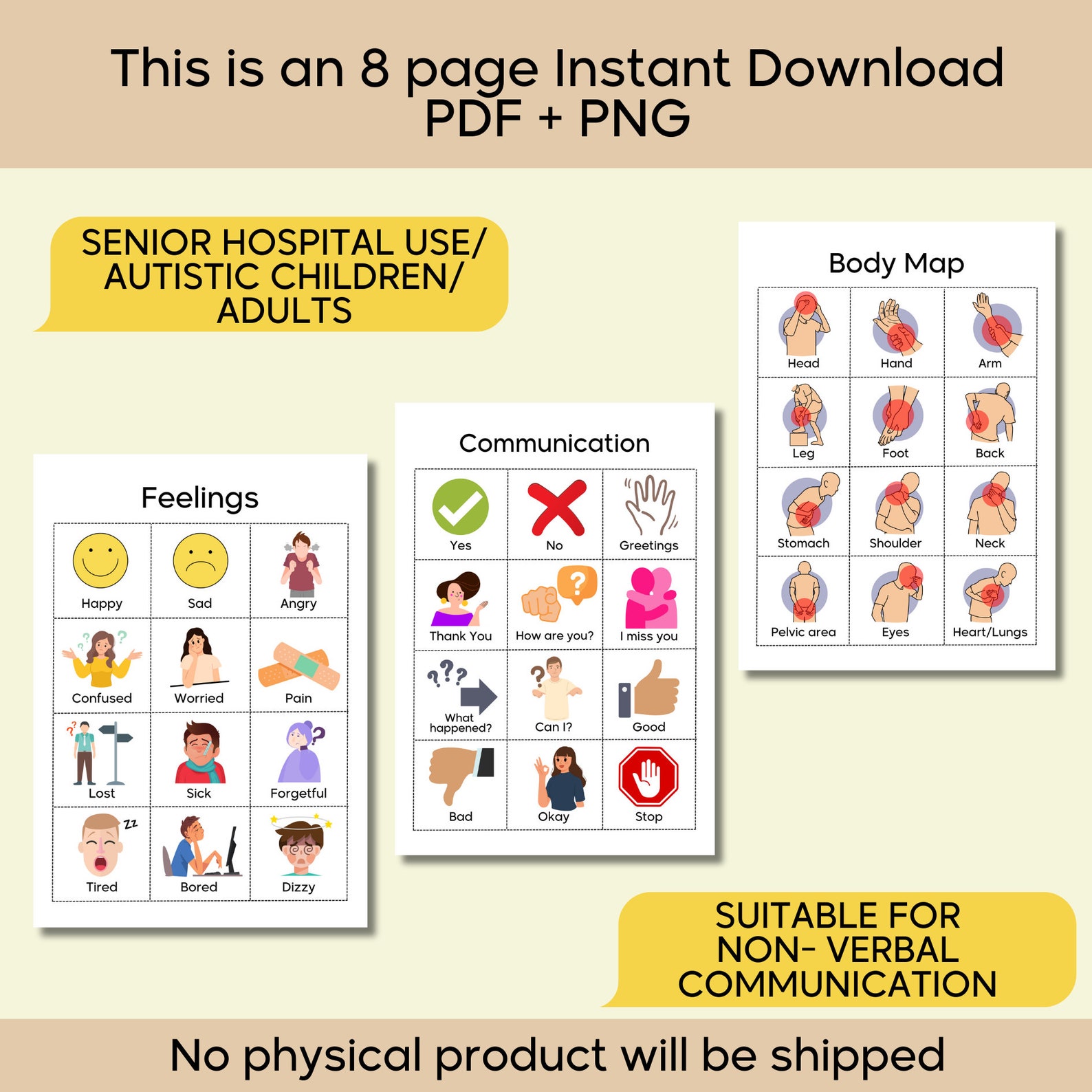 Non Verbal Communication Visual Board Flash Cards Special - Etsy Canada