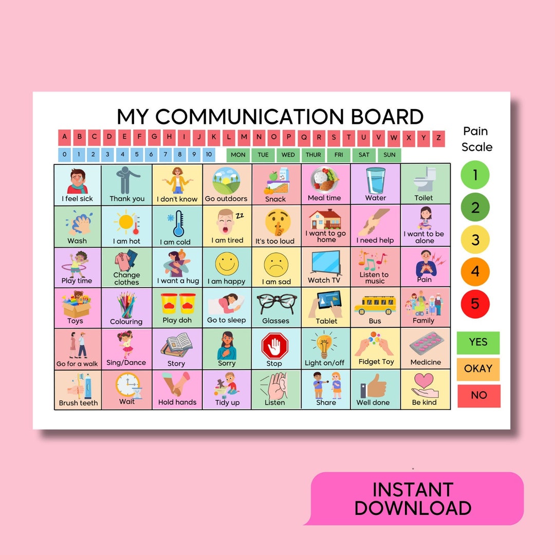 Communication Visual Board Non Verbal Flash Cards Special Needs Kids ...