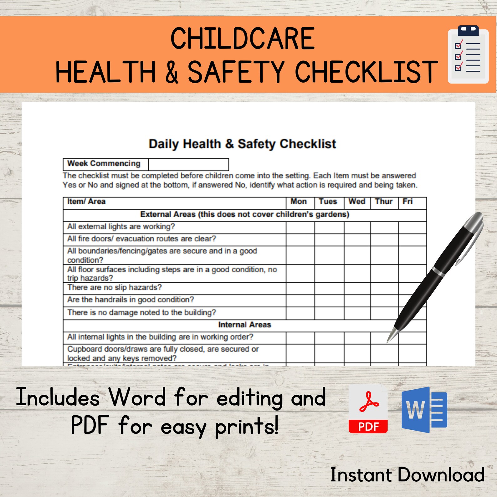 Child Care Health and Safety Checklist Daycare Child Minding ...