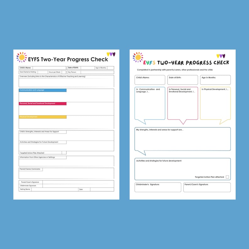 Day Care Two Year Progress Check , Assessment, Childminder Forms ...
