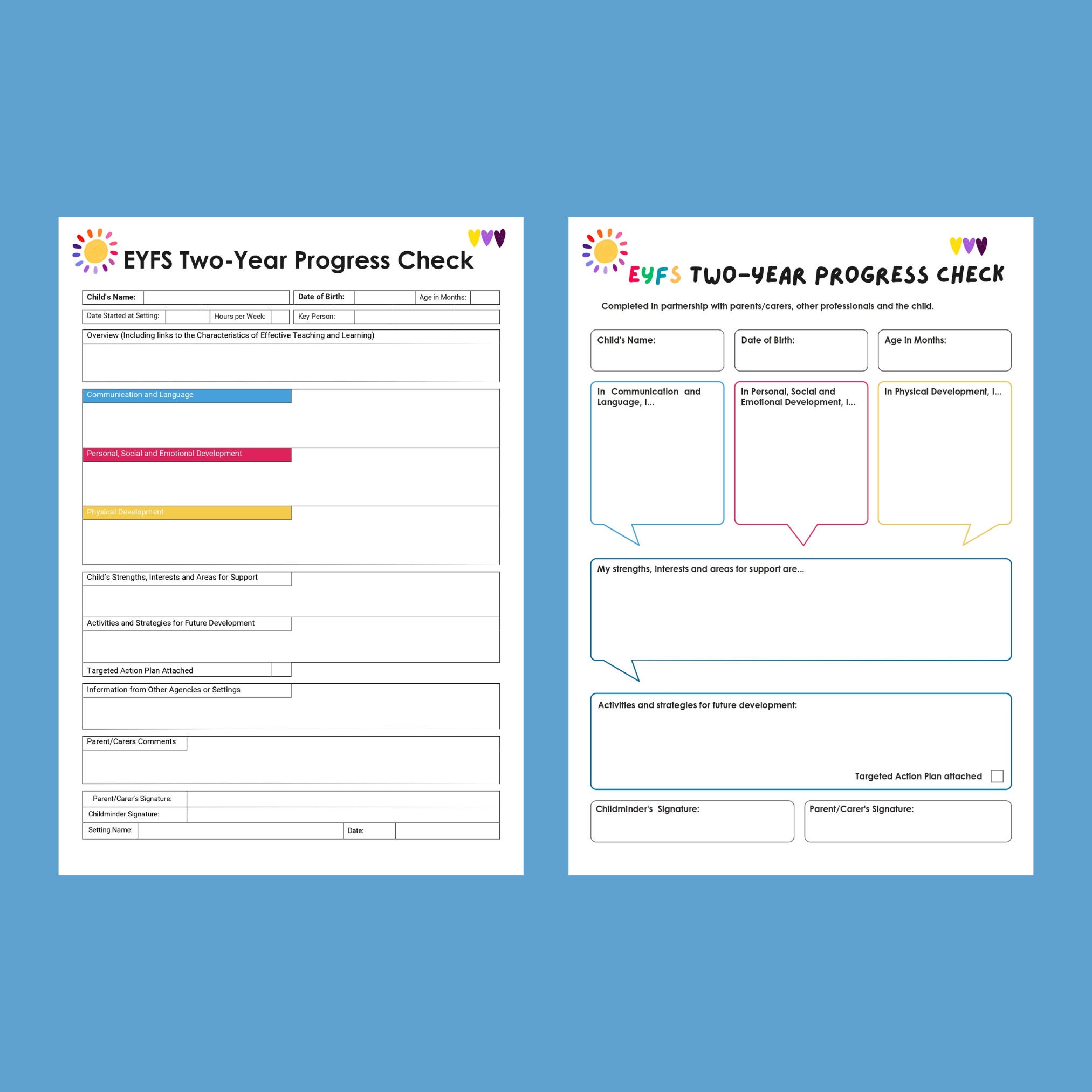 Day Care Two Year Progress Check , Assessment, Childminder Forms ...
