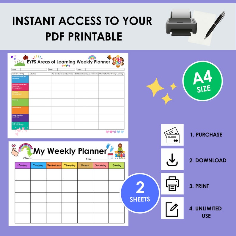Day Care Weekly Planner, Childminder, Child Care Weekly Plan, Nursery ...