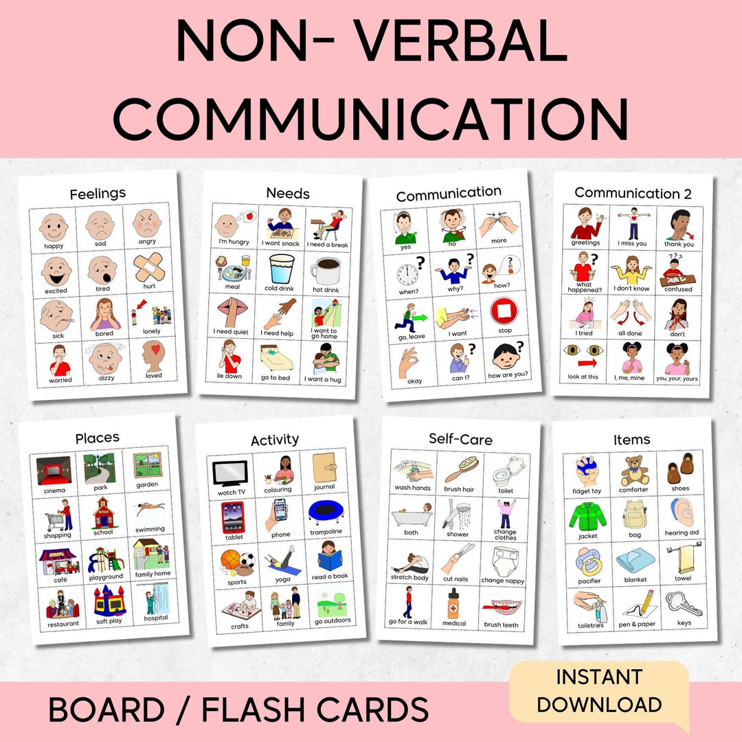 Non Verbal Communication Visual Board Flash Cards Special Needs ...