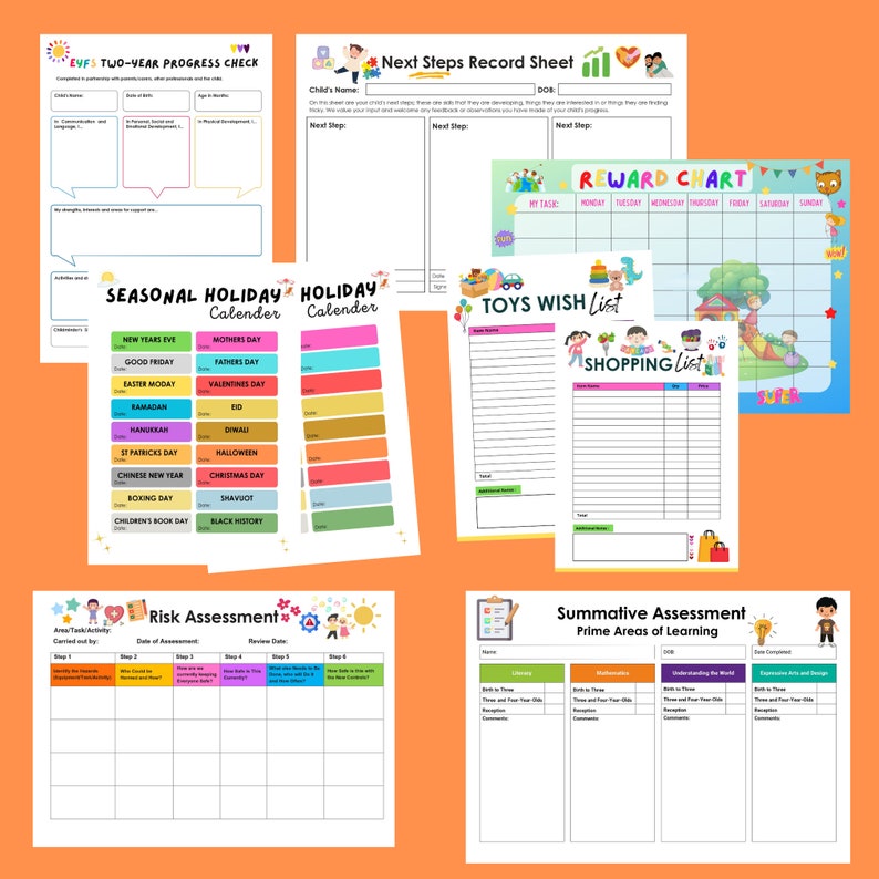 Childminder Planner, Day Care Organiser, Forms, Risk Assessments ...