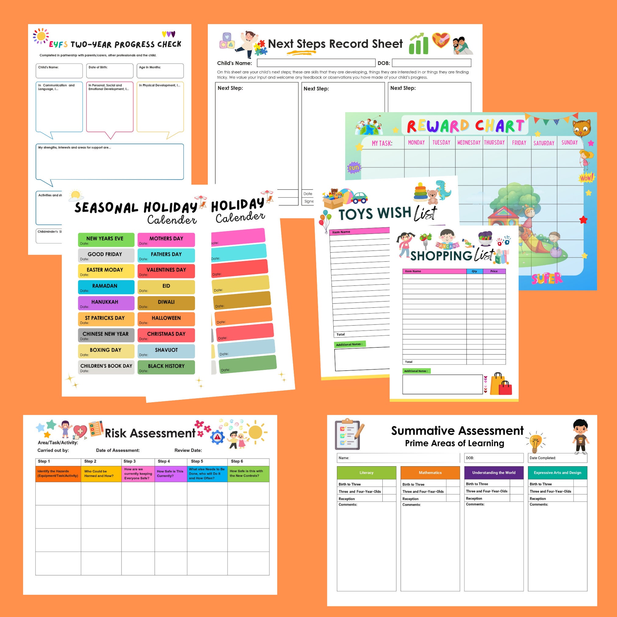 Childminder Planner, Day Care Organiser, Forms, Risk Assessments ...