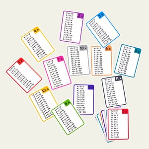Times Tables Flash Cards Maths Learning Multiplication Printable ...