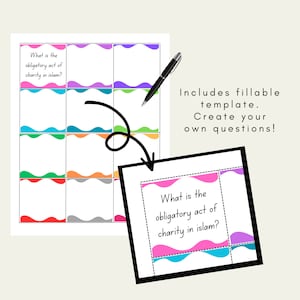 Islamic Trivia Questionnaire Game Printable Cards Islamic General ...