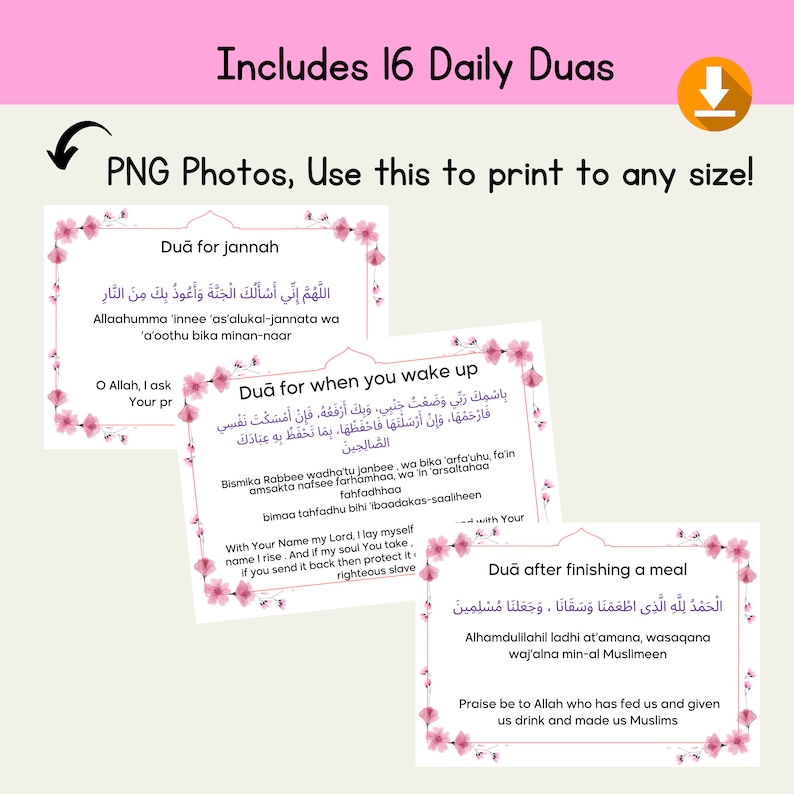 Dua Cards for Daily Dhikr Flash Cards Muslim Digital Educational Quran Bismillah Arabic Download ...