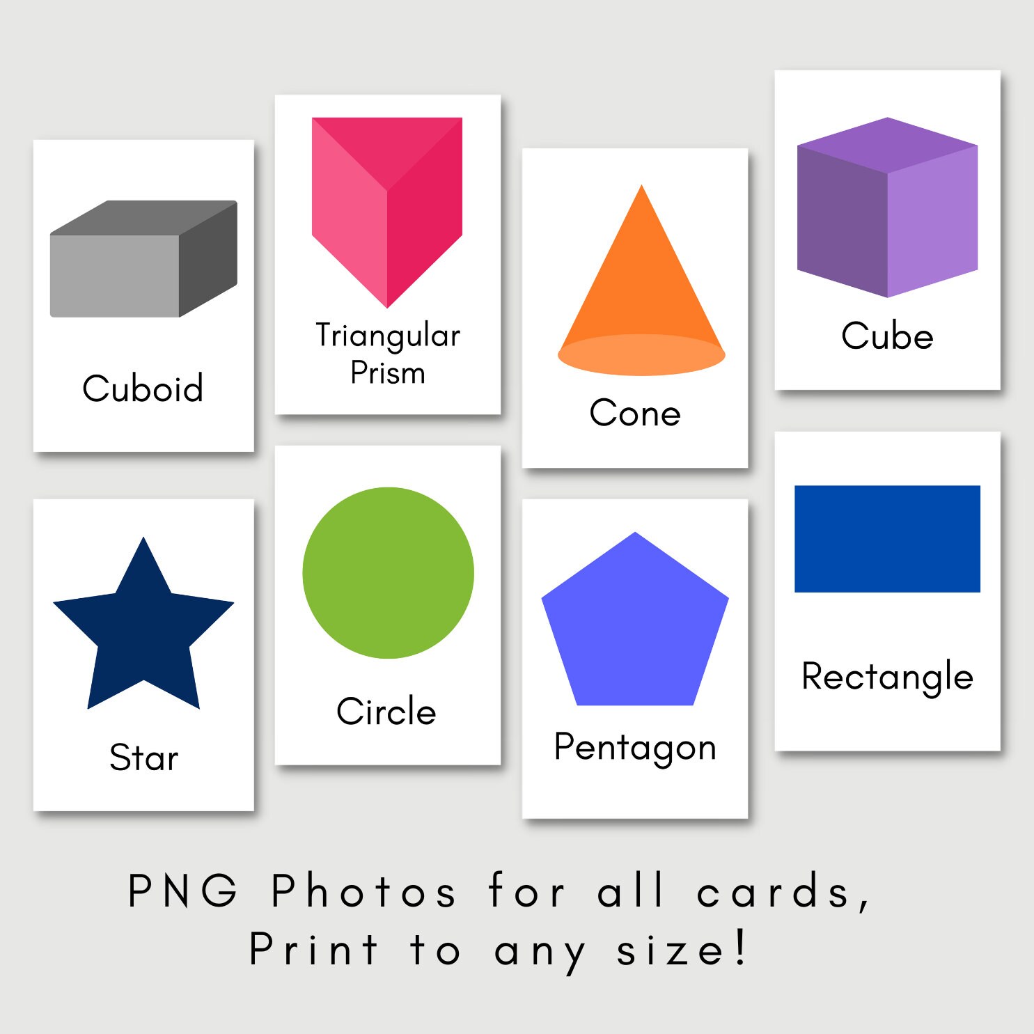 Shape Cards Maths Flash Cards PDF Printable Download Children ...