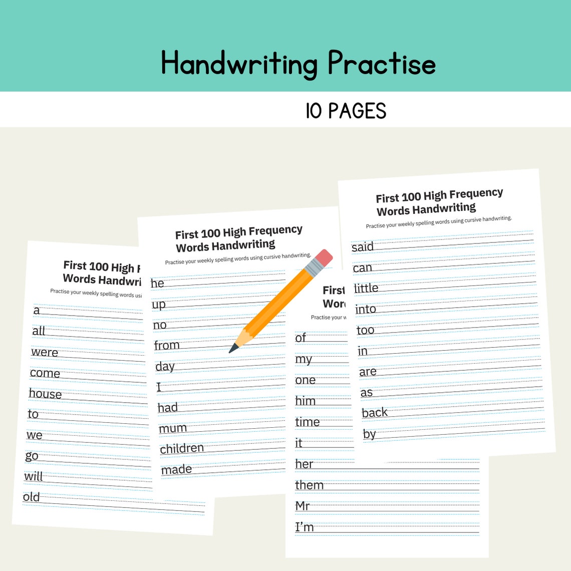 High Frequency Words Resources Pack 100 Frequency Words Children Educational Worksheets Sight ...