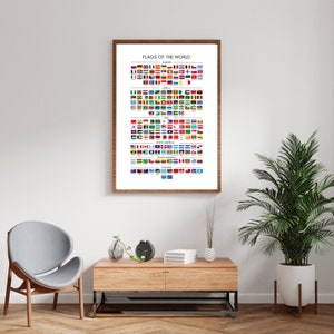 Flags of the World Wall Art, Educational Wall Print, Digital, Geography ...