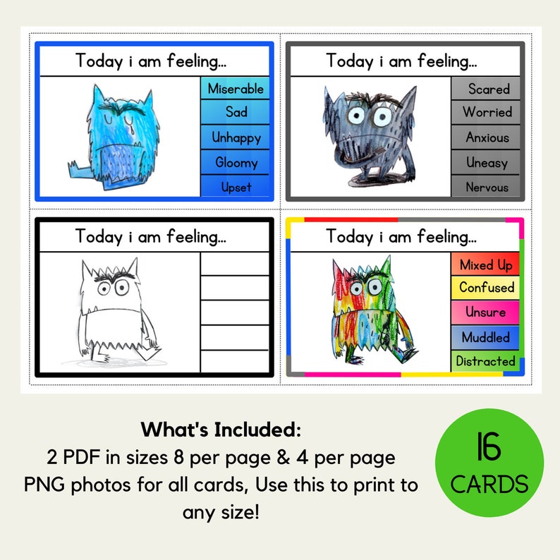Colour Monster Flash Cards PDF Printable Emotions Feelings - Etsy Australia