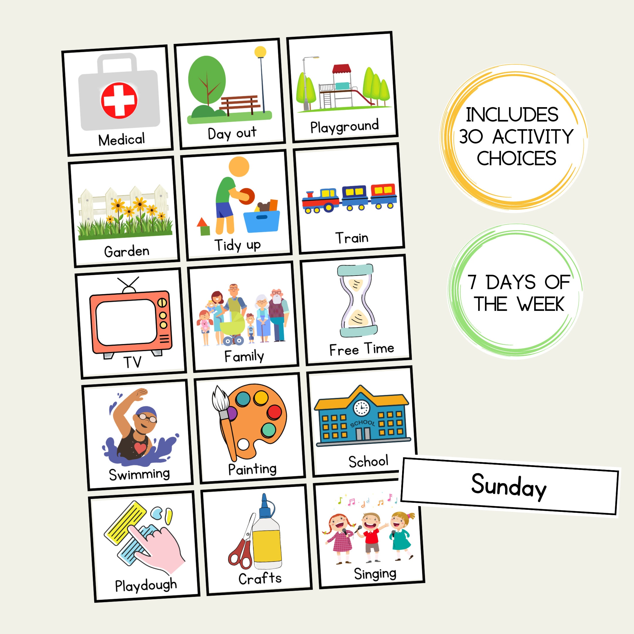 Day Chart Home School Autism Special Needs Children Kids Daily Routine ...