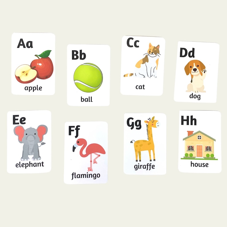 Alphabet Flash Cards Preschool Kids Children First Words - Etsy