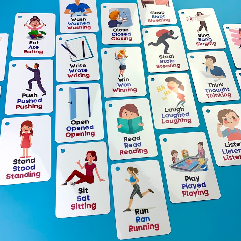 Action Verbs Flash Cards Children Preschool Educational Activity Kids ...