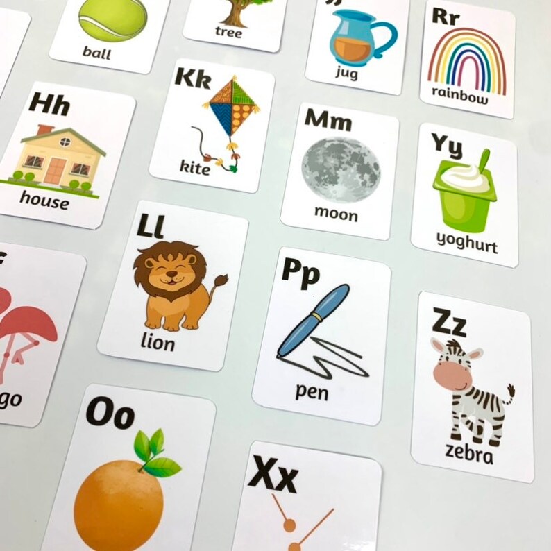 Alphabet Flash Cards Preschool Kids Children First Words - Etsy