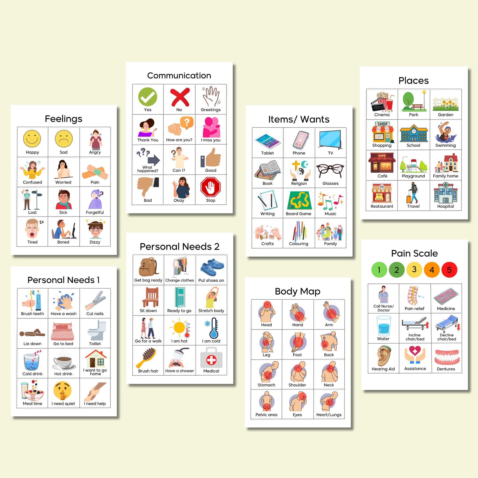Non Verbal Communication Visual Board Flash Cards Special Needs Senior ...