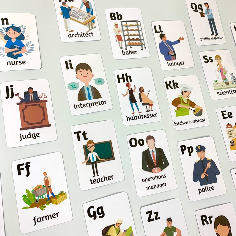 Alphabet Professions Flash Cards Instant PDF Download - Etsy
