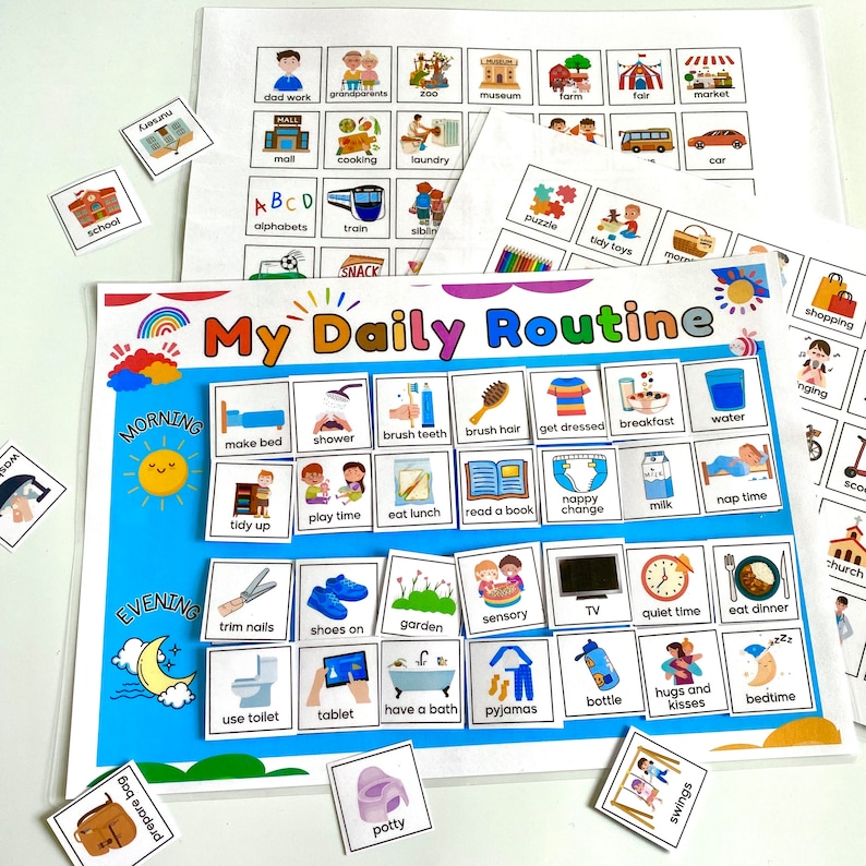 Daily Routine Chart Home School Routine Cards Children Kids Day Chart ...