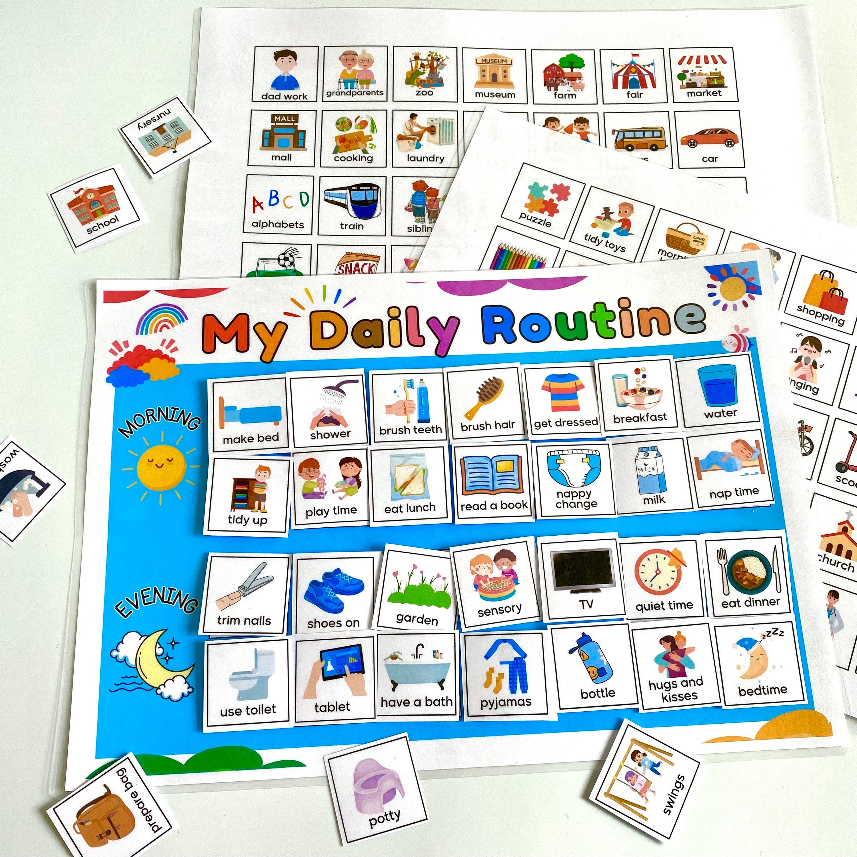Daily Routine Chart Home School Routine Cards Children Kids Day Chart ...