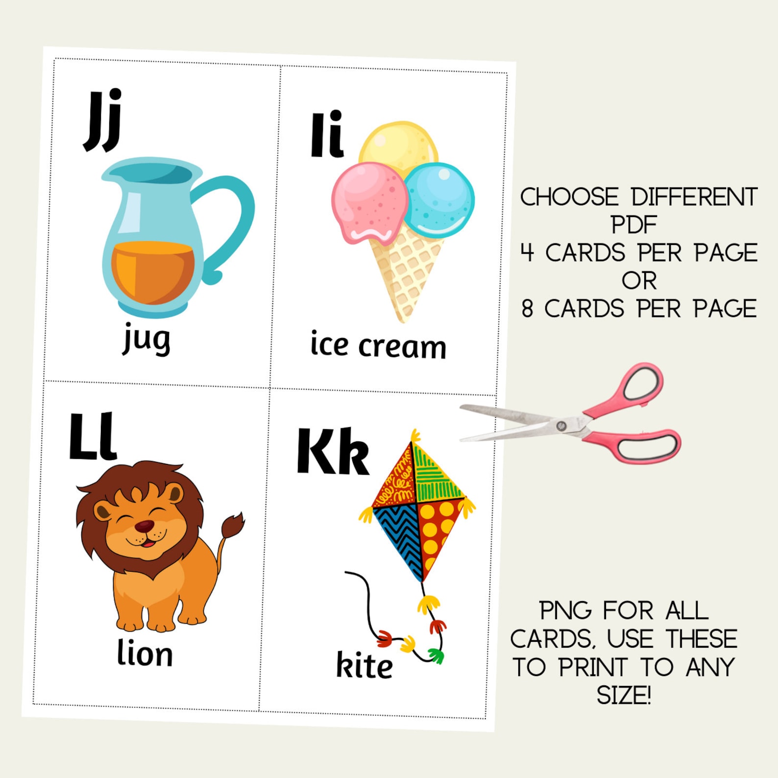 Alphabet Flash Cards Preschool Kids Children First Words Printable ...