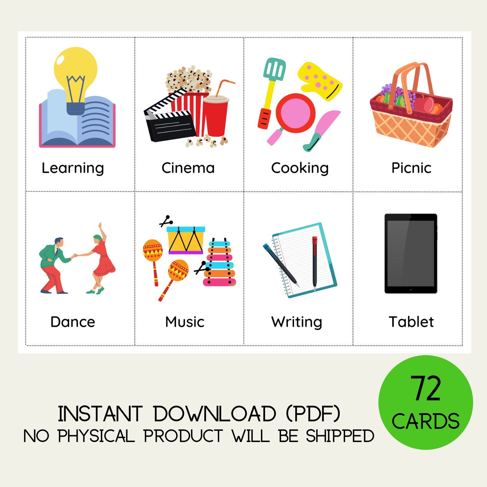 Communication Speech Cards 72 Pack Special Needs Learning Non Verbal ...