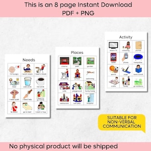 Non Verbal Communication Visual Board Flash Cards, Special Needs ...