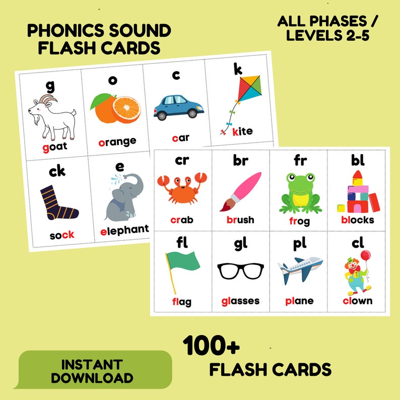 Phonics Flash Cards Download Printable Frequency Words First Preschool ...