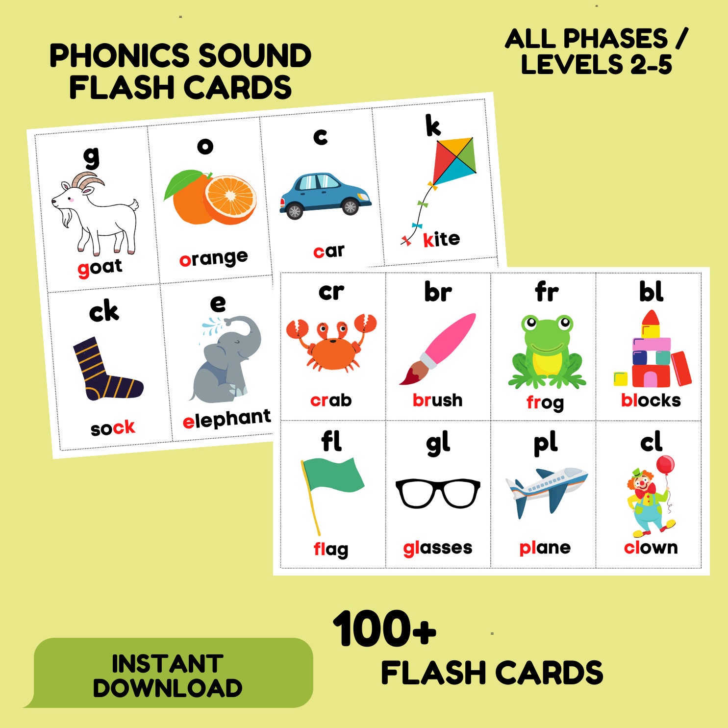 Phonics Flash Cards Download Printable Frequency Words First Preschool ...