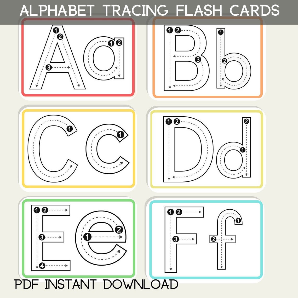 Alphabet Tracing Wipeable Flash Cards Practice Writing Children Kids ...